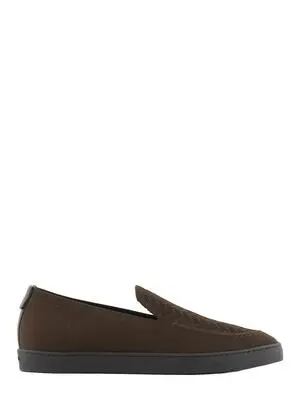 Giorgio Armani Chevron Jacquard Slip-ons - Brown