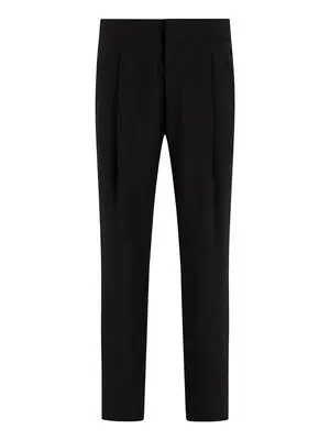 Giorgio Armani Single-pleat Virgin Wool Crêpe Trousers - Black