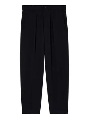Giorgio Armani Single-pleat Pure Virgin Wool Crêpe Trousers - Navy_blue