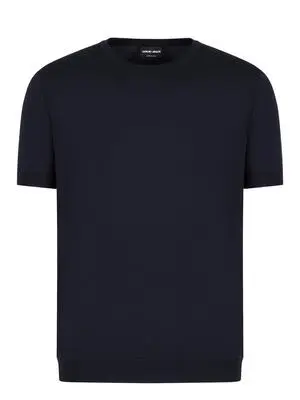Giorgio Armani Short-sleeved Silk And Cotton Jumper - Blue