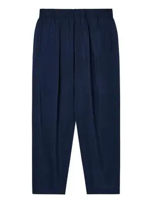 Giorgio Armani Washed Silk-blend Trousers - Navy_blue