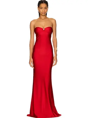 SHANI SHEMER Embellished Cascade Maxi Dress - Scarlet Red