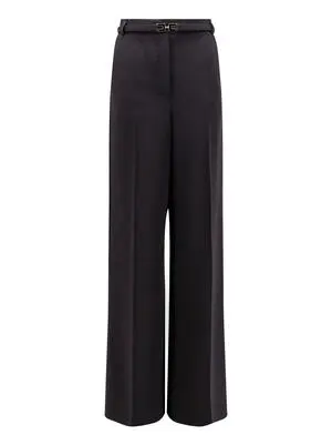 ELISABETTA FRANCHI Tuxedo Trousers With Belt And Enamelled Detail