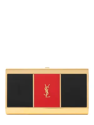 Saint Laurent Gold-tone And Enamel Clutch - Black