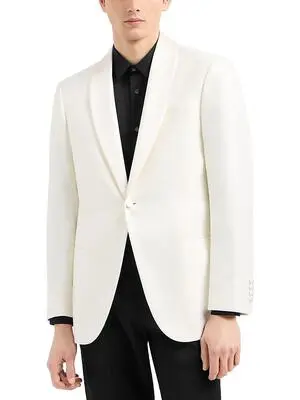Emporio Armani G Line Regular Fit Satin Shawl Lapel Dinner Jacket - Cream