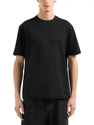 Emporio Armani Jacquard Basketweave Tee - Black Beauty