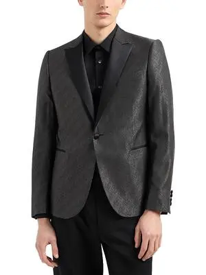 Emporio Armani M Line Slim Fit Embossed Jacquard Dinner Jacket - Dark Grey