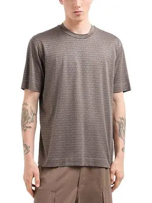 Emporio Armani Jacquard Logo Tee - Brown