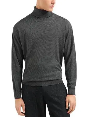 Emporio Armani Pinstriped Turtleneck Sweater - Navy Blue/grey