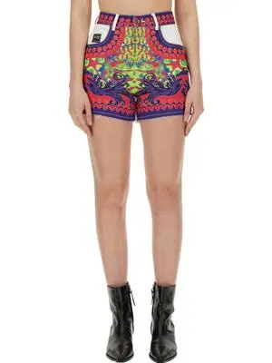 Versace Logo Print Regular Fit Shorts - Multicolour