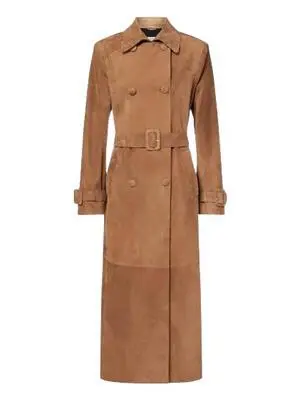 Nour Hammour Tate Leather Trench Coat Brown