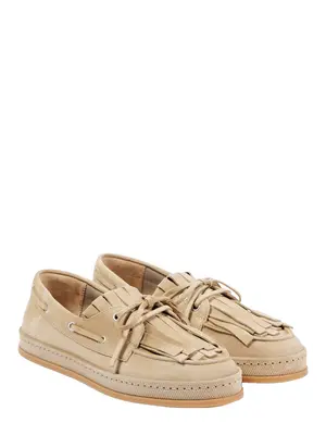 Hogan H683 Suede Loafers - Beige