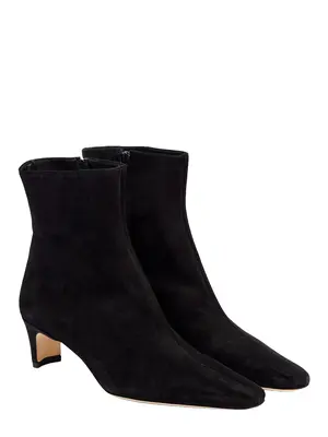 Staud Wally 55 Suede Ankle Boots - Black