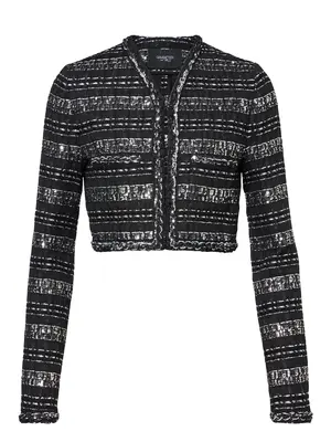 Giambattista Valli Cropped Lamé Jacket - Black