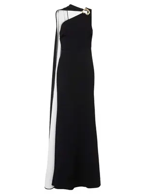 Roland Mouret Asymmetric Caped Gown - Black