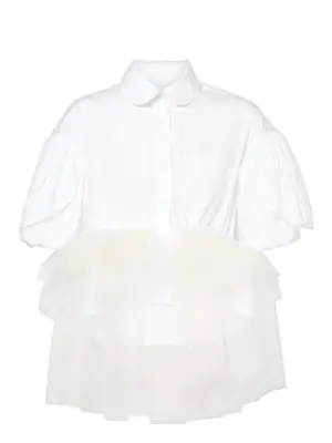 Simone Rocha Tulle-trimmed Cropped Shirt - White