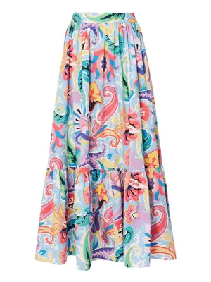 Etro Printed Cotton Maxi Skirt - White