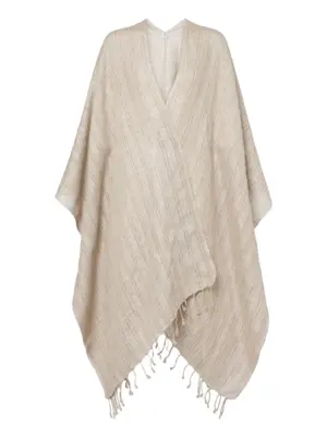 Brunello Cucinelli Linen-blend Poncho - Multicoloured