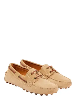 TOD'S Gommino Bubble Suede Boat Shoes - Brown