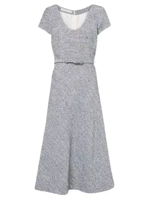 Alessandra Rich Sequined Tweed Midi Dress - Grey
