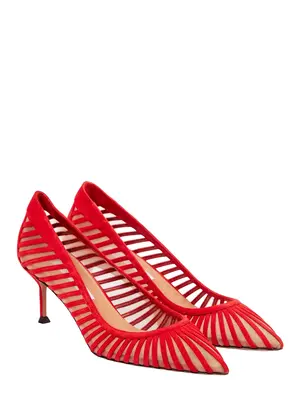 AQUAZZURA Passions 65 Suede And Mesh Pumps - Red
