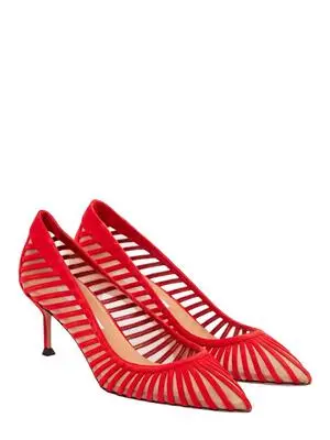 AQUAZZURA Passions 65 Suede And Mesh Pumps - Red