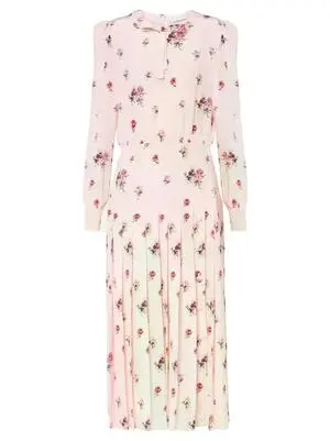 Alessandra Rich Floral Silk Midi Dress - Pink