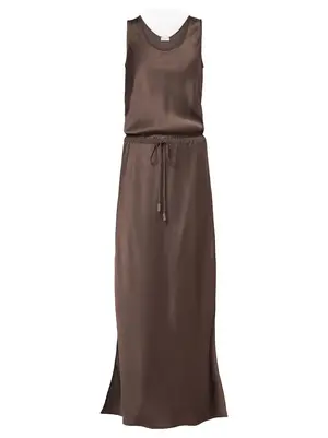Brunello Cucinelli Satin Maxi Dress - Brown