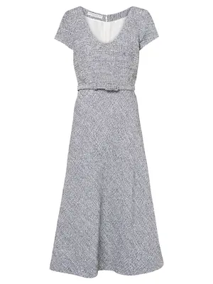 Alessandra Rich Sequined Tweed Midi Dress - Grey