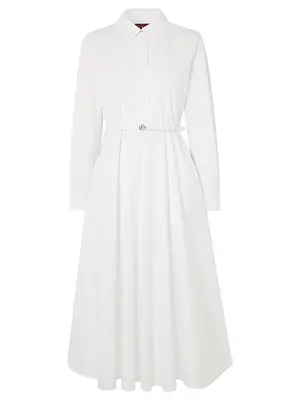 Gucci Belted Embossed Cotton-poplin Maxi Dress - White