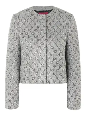 Gucci Crystal-embellished Metallic Tweed Jacket - Gray