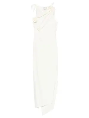 Coperni Asymmetric Flower Maxi Dress - White