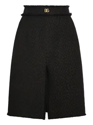 Dolce & Gabbana Dna Tweed Midi Skirt - Black