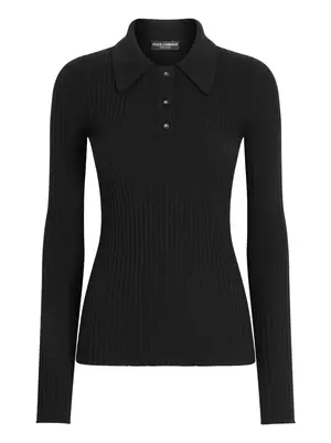 DOLCE & GABBANA Ribbed-Knit Polo Shirt