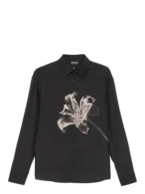 Emporio Armani Floral-print Shirt - Black