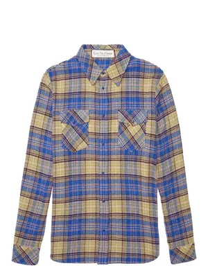 GOD'S TRUE CASHMERE Check-print Cashmere Overshirt - Blue