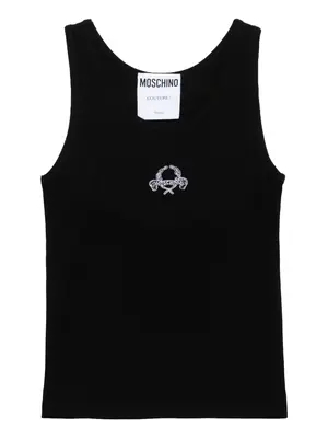 Moschino Embroidered Tank Top - Black