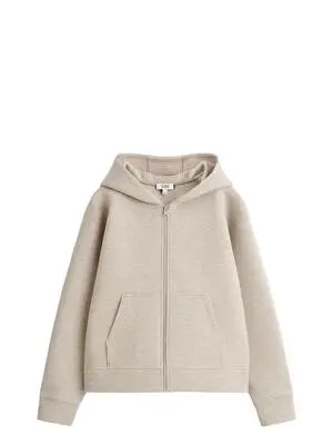 Cos Oversized Scuba-jersey Zip-up Hoodie - Beige