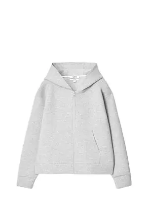 Cos Oversized Scuba-Jersey Zip-Up Hoodie Gray