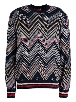 Missoni Jacquard-knit Cotton-blend Sweater - Navy