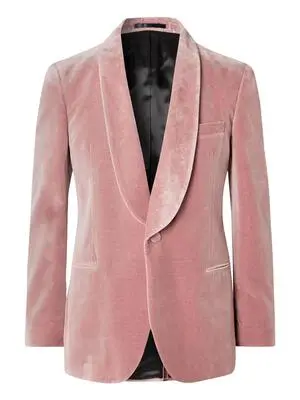 Mr P. Slim-fit Shawl-collar Cotton-velvet Tuxedo Jacket - Pink
