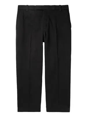 Thom Browne Utility Tapered Garment-dyed Cotton-twill Trousers - Black