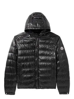 Moncler Gliere Quilted Glossed-nylon Hooded Jacket - Black