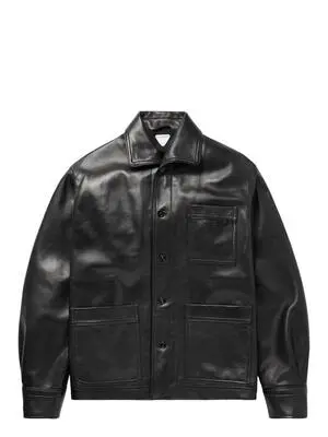 Bottega Veneta Leather Overshirt - Black