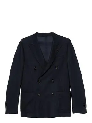 LARDINI Brooch-detail Blazer - Blue