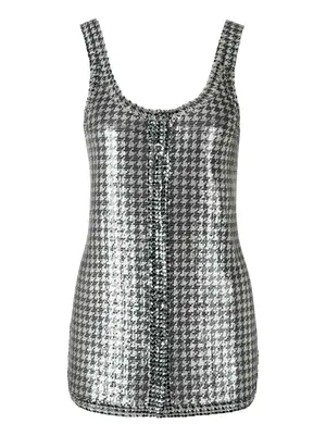 Rabanne Metallic Houndstooth Tank Top - Silver