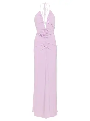 MONOT V-neck Draped Maxi Dress - Purple