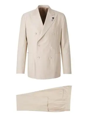 LARDINI Double-breasted Suit - Neutrals