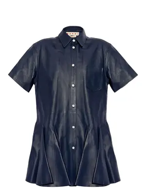 Marni Leather Shirt Dress - Blue