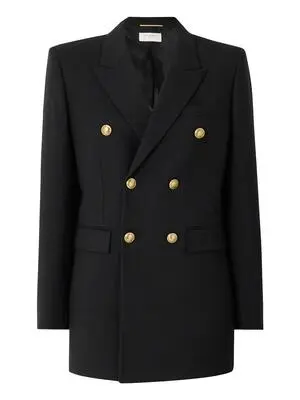Saint Laurent Double-breasted Wool-gabardine Blazer - Black